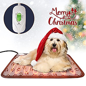 Pet Heating Pad,Adjustable Temperature Dog Cat Heating Pad,Waterproof Indoor Pet Heating Pads for Cats Dogs with Chew Resistant Cord,Electric Pads for Dogs Cats, Pet Heated Mat(Grey Footprints)