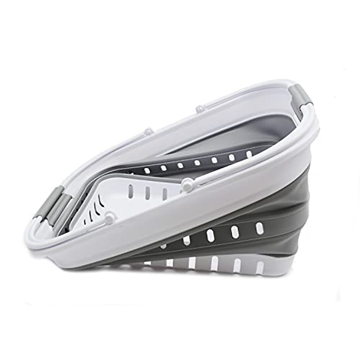 SAMMART 30L (8 Gallon) Collapsible Tub with Handle - Portable Outdoor Picnic Basket/Crater - Foldable Shopping Bag - Space Saving Storage Container (White/Grey, 1)