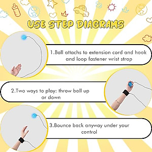 Wrist Balls on a String with Elastic String Return Ball Bulk Flashing Wristband Toys LED Birthday Party Favors for Birthday Halloween Christmas (24 Pieces)