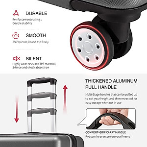FOCHIER F Hardside Carry On Luggage with TSA Approved Lock, Expandable Rolling Suitcase 22x14x9 airline approved with Spinner Wheels, Grey