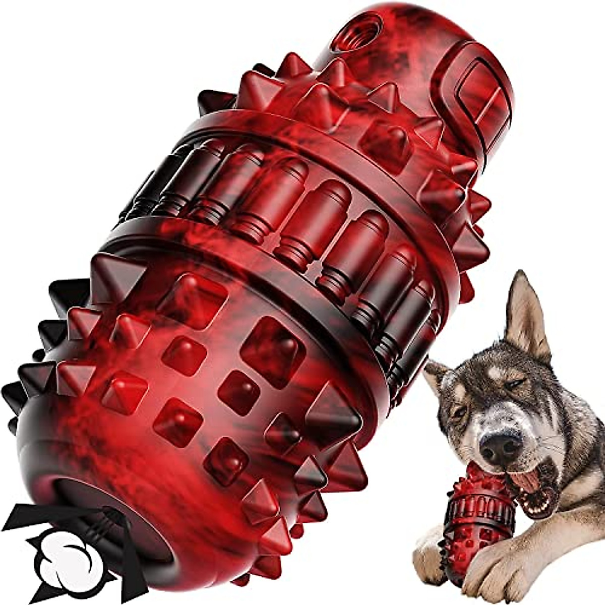 Pamlulu Dog Toys for Aggressive Chewer, Indestructible Tough Dog Chew Toys for Large Dogs, Squeaky Dog Toothbrush Teeth Cleaning Toy