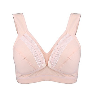 AYNEFY Nursing Bra Lightly Padded Cotton Nursing Breast Feeding Prevent Sagging Pregnant(M(34=75)-Beige)