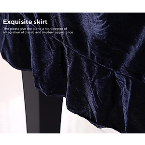 Monkeysell Velvet Grand Piano Cover Dustproof Baby Piano Cover Decorative Full Piano Cover Cloth Soft Bordered Triangle Decorated Protective Cover Cloth (BLACK)