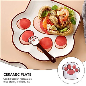DOITOOL Appetizer Serving Tray 1pc Cat's Claw Cartoon Plate Ceramic Plate Household Ceramics Dessert Tray