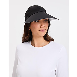 Solbari Reversible Ultra Wide Brim Cap UPF50+ Packable UV Sun Protection Hat with Full Coverage Brim, Black/White