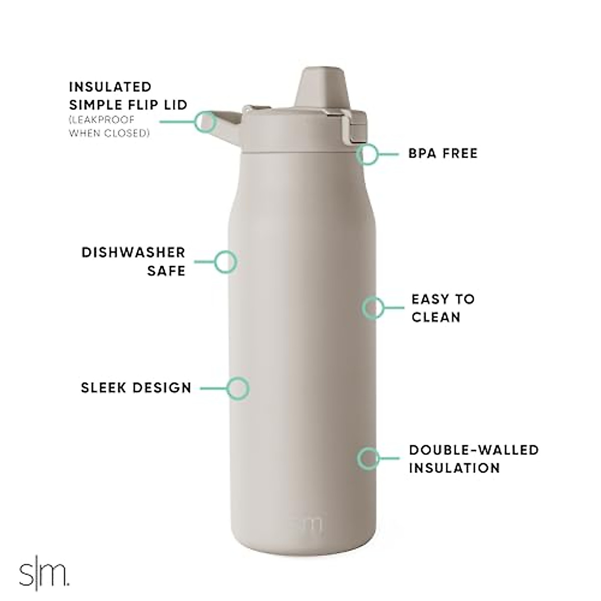 Simple Modern Filtered Water Bottle | Insulated Stainless-Steel Carbon Filter Travel Water Bottles | Reusable for Clean Drinking Water On The Go | 34oz, Almond Birch