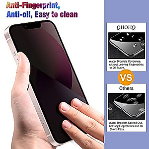 QHOHQ 2 Pack Privacy Screen Protector for iPhone 13 6.1" with 2 Packs Camera Lens Protector, Full Screen Tempered Glass Film,9H Hardness Scratch Resistant, Anti Spy, Easy Install - Case Friendly