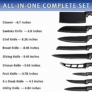 NIUXX 18-Pieces Kitchen Knives Set with Block, Universal Countertop Wood Knife Organizer with Cutting Board, Large Knife Holder for Scissor and Sharpener, Ideal Gift Choices