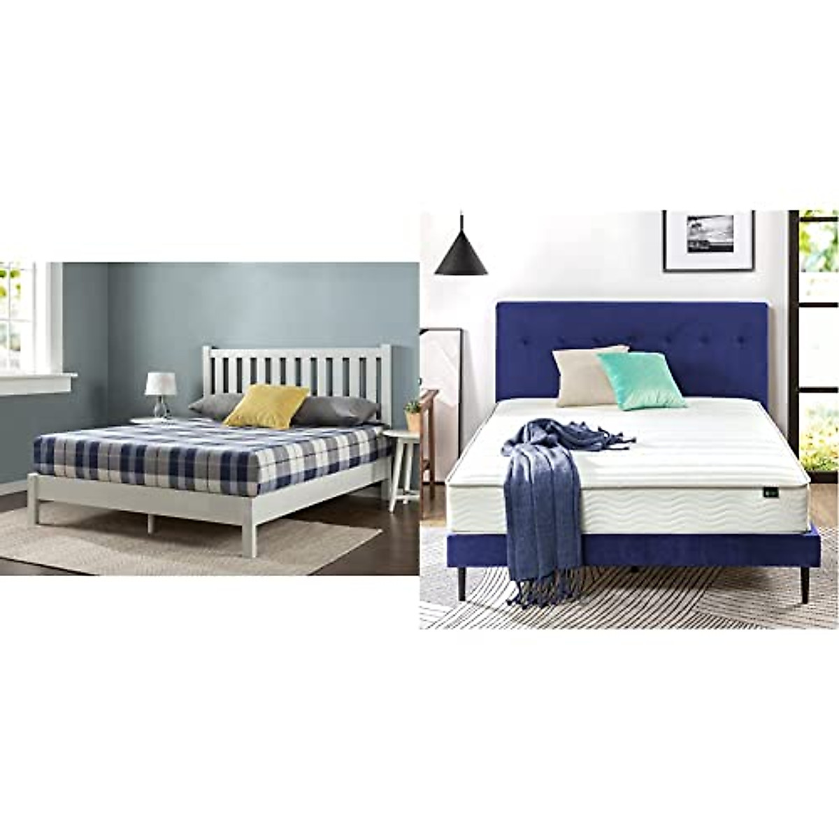 Zinus Wen Wood Deluxe Platform Bed Frame, Full & 8 Inch Foam and Spring Mattress/CertiPUR-US Certified Foams/Mattress-in-a-Box, Full