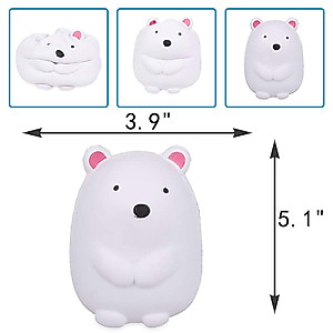 Anboor 5.1 Inches Squishies Polar Bear Kawaii Soft Slow Rising Scented Animal Squishies Stress Relief Kids Toys Gift Collection Decorative Props White