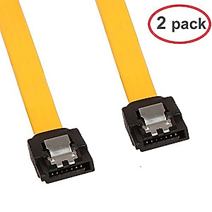 LINESO 2Pack 32in Long SATA Cable 6gb Straight with Locking Latch(Yellow)