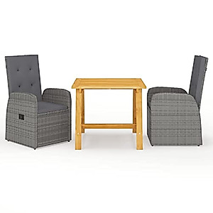 YUHI-HQYD 3 Piece Patio Dining Set,Outdoor Sectional Sofa Conversation Set,Coffee Table for Yard and Bistro,Perfect for Patio, Garden, Porch, or Front Yard Area, Gray