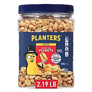 PLANTERS Salted Cocktail Peanuts, Party Snacks, Plant-Based Protein, 2 lb Jar