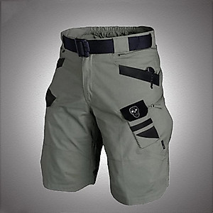 MQMYJSP Tactical Shorts Men Military Hunting Multi-Pocket Bomber Short Pants Outdoor Hunting Army Combat Cargo Shorts Gray L