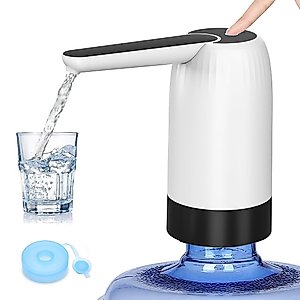 Myvision 5 Gallon Jug Portable Water Dispenser, Water Bottle Pump 5 Gallon Water Dispenser, USB Charging Electric Drinking Portable Water Dispenser, 2-5 Gallon Water Bottle Switch-White