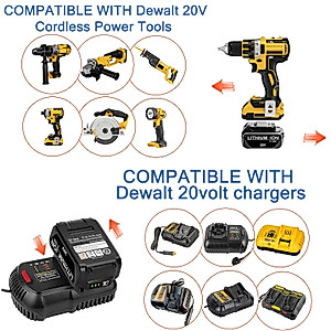 2 Packs 20V 6.5Ah Replacement Battery Compatible with Dewalt 20V Battery Max XR Lithium-ion DCB200 DCB204 DCB206 DCB180 DCD985B DCD771C2 DCS355D1 DCD790B Cordless Power Tools