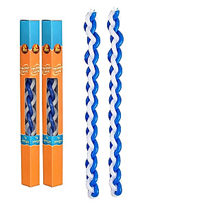Ner Mitzvah Braided Havdalah Candle - 2-Pack - Blue and White Paraffin Wax - Handcrafted Havdallah Candle - Shabbat Judaica Gift
