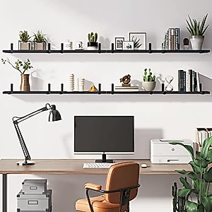 Fixwal Floating Shelves, Rustic Wood Wall Shelves Set of 8, Farmhouse Wall Decor for Bedroom, Living Room, Kitchen and Bathroom (Black)