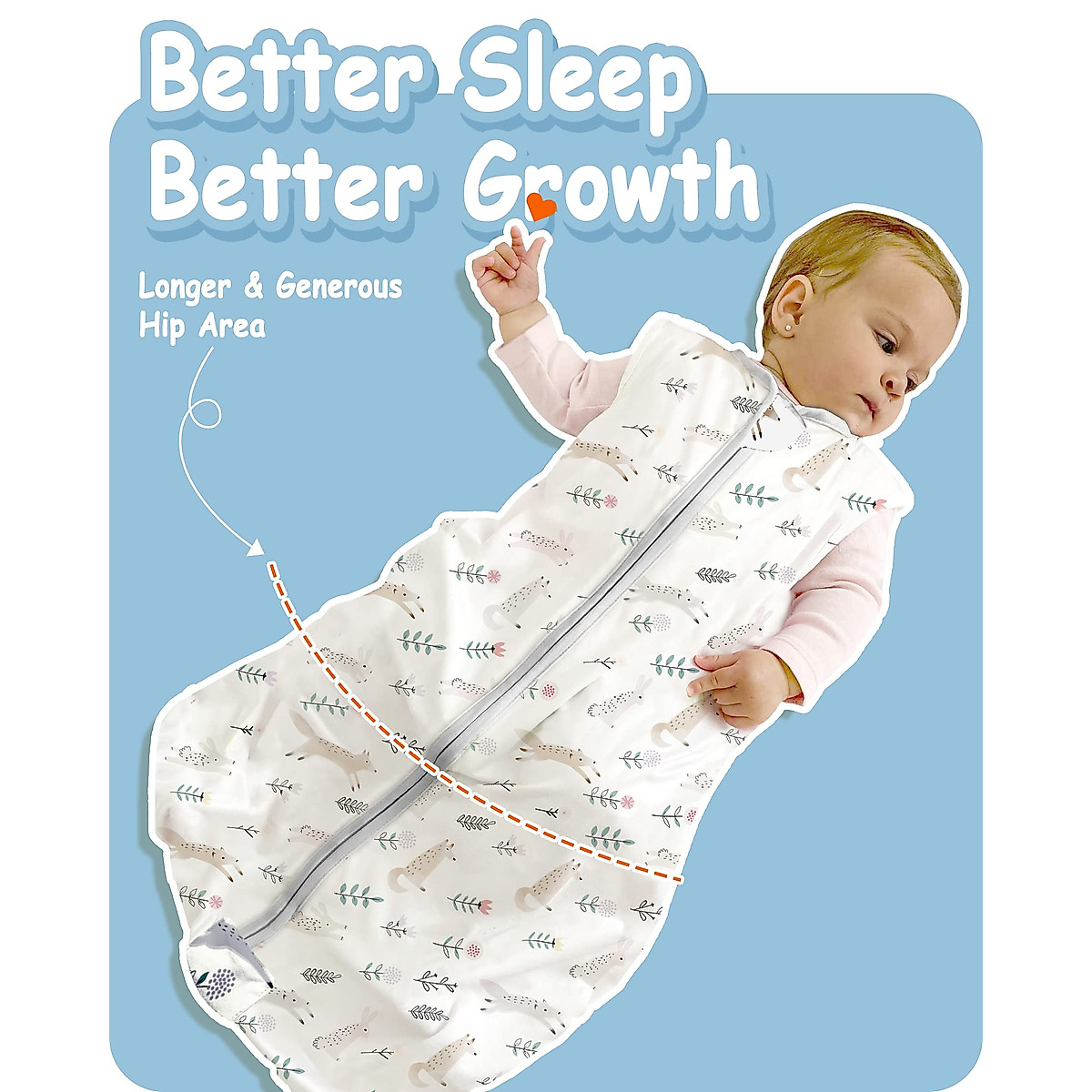 TOTBASIC Baby Sleep Sack 2-Pack, Light & Soft Unisex-Baby Wearable Blanket, 2-Way Safe Zippers Sleepsack for Babies 0-3-6-12-18-24 Months 0.5 TOG