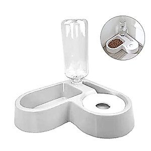 Double Dog Cat Bowls - Pets Water and Food Bowl Set with Automatic Water Bottle, Raised Pet Feeder Bowl for Cats and Small Dogs