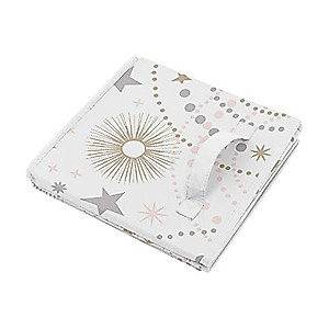 Sweet Jojo Designs Blush Pink, Gold and Grey Star and Moon Girl Baby Nursery or Kids Room Small Fabric Toy Bin Storage Box Chest for Celestial Collection