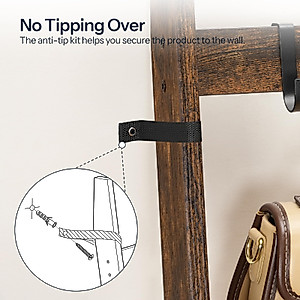 HOOBRO Blanket Ladder for Living Room, 5.2FT(63''), 5-Tier Wall Leaning Towel Rack with Hooks, Decorative Farmhouse Blanket Rack Shelf, Bedroom, Rustic Brown and Black BF160CJ01G1