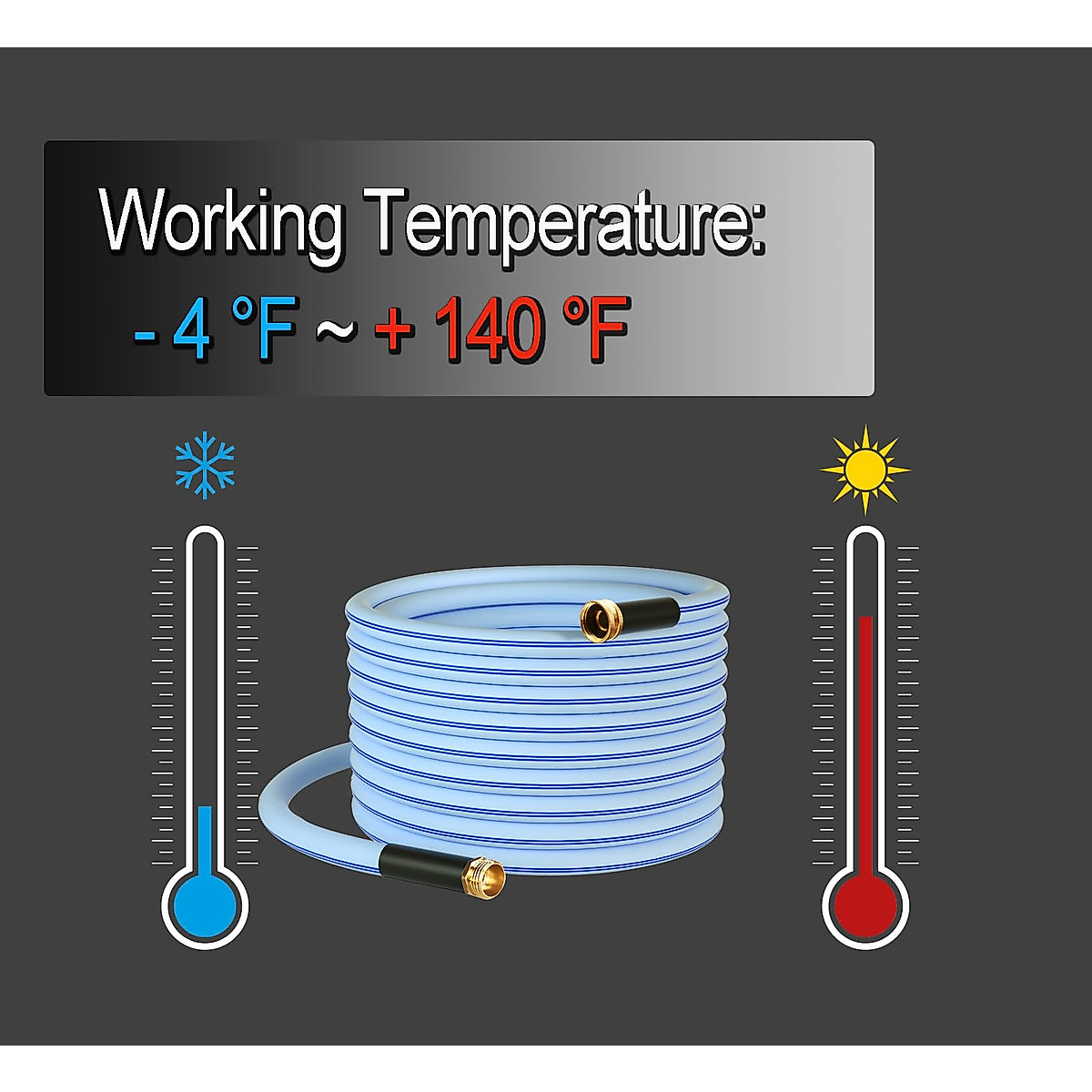 Atlantic Heavy Duty Garden Hose 5/8 Inch x 1 ft Blue, Short Connection Leader Hose (1 Foot)