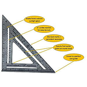 Swanson Tool Co S0107 "Big 12" 12-Inch Speed Square Layout Tool with Blue Book