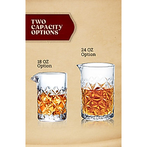 KITESSENSU Cocktail Mmixing Glass 24oz 710ml - Crystal Bartender Accessories Glass Beaker to Mix & Stir Cocktails - Thick and Sturdy Bottom - Premium Seamless Design