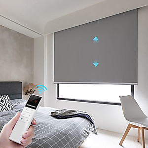 ZSTARR Motorized Blackout Blinds with Remote Smart Blinds Control Wireless Rechargeable Roller Blinds Blinds for Windows,Office,Home,Restaurant,Customized,3911(Drak Grey)