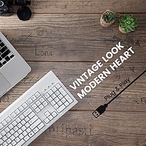 Perixx PERIBOARD-106 US W, Performance wired keyboard - 20 Million Key Press Life - Full Size 17.9"x6.6"x1.7" - White