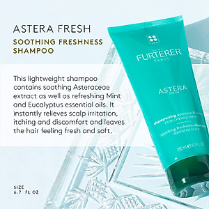 Rene Furterer ASTERA FRESH Soothing Freshness Shampoo, Irritated & Itchy Scalp, Peppermint, Eucalyptus 6.7 fl. oz.