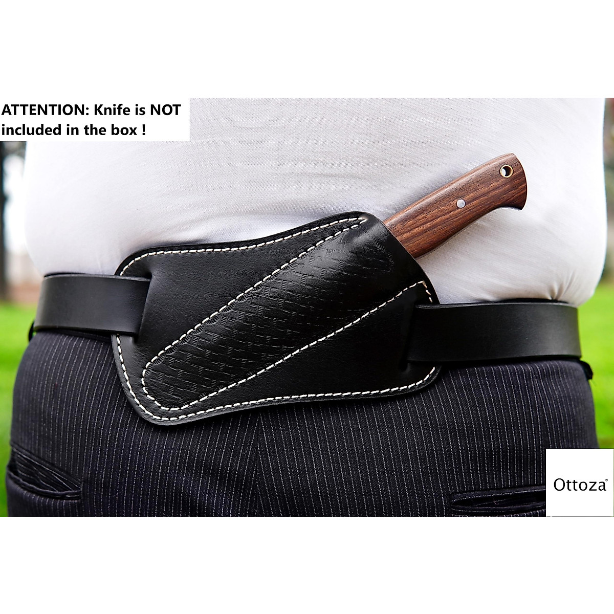 Ottoza Leather Knife Sheaths for Fixed Blade Knives, RIGHT HAND CROSS DRAW Knife Sheath, Leather Knife Sheath for Belt, Leather Knife Holster Belt Knife Holder, Pancake Knife Sheath for Belt No:336