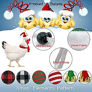 ShuRung 12Pcs Christmas Pet Chicken Hat Scarf Small Animal Xmas Santa Mini Chick Guinea Pig Bunny Hats with Adjustable Chin Strap for Duck Hamster Chinchilla Pets, Green,Black
