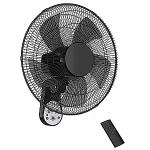 PARIS RHÔNE Wall Mount Fan with Remote,16 Inch Wall Fan with 5 Blades, 5 Speeds, 8 Hour Timer, 90° Oscillating Quiet Wall Fan with Remote for Home Office Bedroom Living Room Garage
