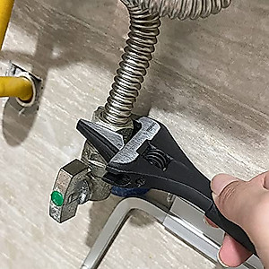 Amazon Basics Plumbing Adjustable Wrench with Soft Grip, Wide Mouth, 6 inch x 2.50 inch x 0.6 inch