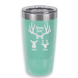 Froolu Personalized Tumblers Customized with Names - Travel Mug Gifts for Mom - Cute Mama Bear, Deer, Dragon Designs - Custom Coffee Cups Mother's Day, Christmas, Birthday Gift for Momma - Engraved