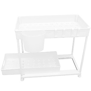 Kichvoe 1 Set cabinet drawer cabinet storage shelf telescopic sink shelf under sink organizer telescopic sink storage rack under sink storage bins cupboard storage box white pp