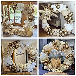 EROOCAI White Sand Gold Balloons Garland Arch Kit-DIY 158pcs Sand White Metallic Chrome Gold Balloons for Baby Shower Bridal Shower Christening Engagement Birthday Party Dcorations