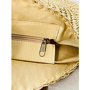 Seamido Straw Bag Handwoven Beach Bags Corn Straw Tote Woven Shoulder Bag For Women (Beige)