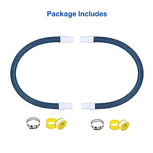 Swimming Pool Vacuum Hose 1 1/2" Pool Filter Hose for Above Ground and Inground Pools with Hose Clamp Kink-Free Swivel Cuff PTFE Tape, Swimming Pool Replacement Hose, 3FT (2 set)