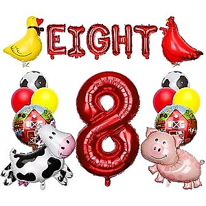14pcs Farm Animal Balloon, Birthday Party Balloons Farm Birthday Decorations Farm Birthday Balloons for Farm Animal Theme Birthday Party Decor Supplies (8 Years Old)
