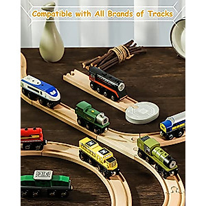 SainSmart Jr. Wooden Train Set Accessories, Magnetic Toy Car Set (10 PCS), Compatible with All Major Brands, Gift for Toddlers, Boys, and Girls Aged 3+