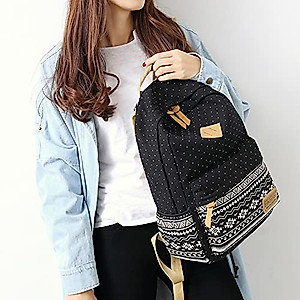 Joyfulife School Backpack for Girls Backpack with Lunch Box Lightweight Canvas Backpack Bookbags Set