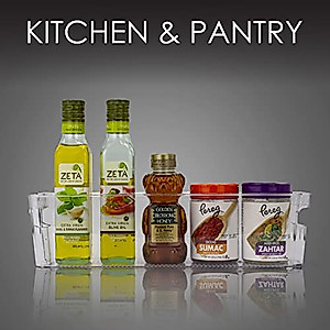 Brookstone, Long & Narrow Clear Plastic Storage Bin, Closet and Accessories Organizer, Kitchen/Pantry/Refrigerator & Freezer Food Container, Under Sink Cleaning Supplies Basket [BPA Free]