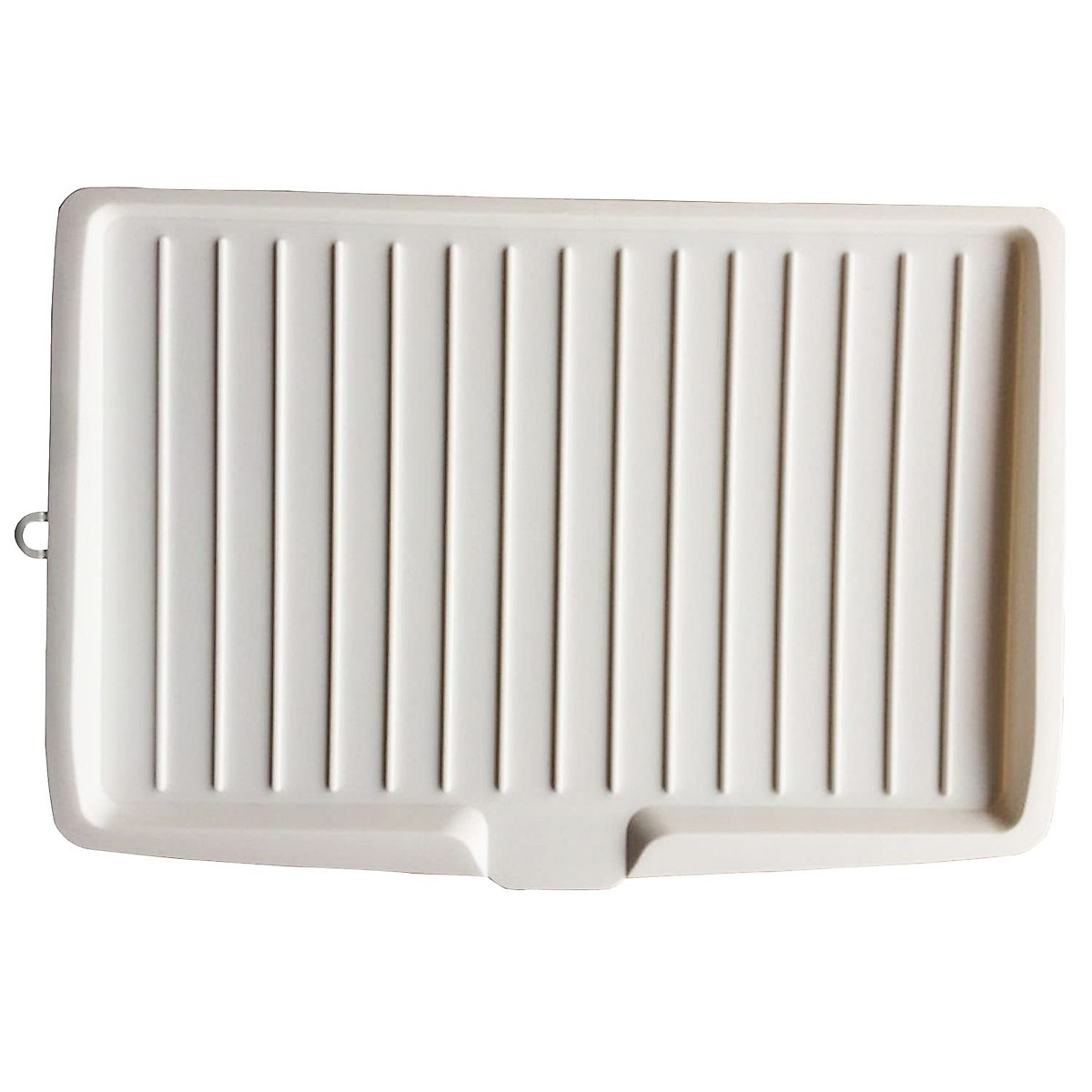 Halyuhn 18 Inch Plastic Dish Drainer Board, Large White Draining Tray with Side Drop Slope Diversion, Water Drain Board Drying Plate Dish Strainer Mat with Non-Slip Base for Bowl Cup Kitchenware