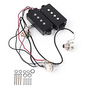 lovermusic 4 Strings Musical Ceramic Magnet ABS Modern Bass Opened Prewired Pickup Black