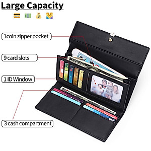 GOIACII Women's Wallet Large Capacity Credit Card Organizer RFID Blocking Long Purse