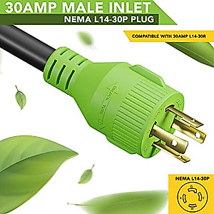 Gen RV 12" 30Amp Locking 4-Prong Male / 30Amp Standard Female Generator Adapter With Grip (4-Prong)