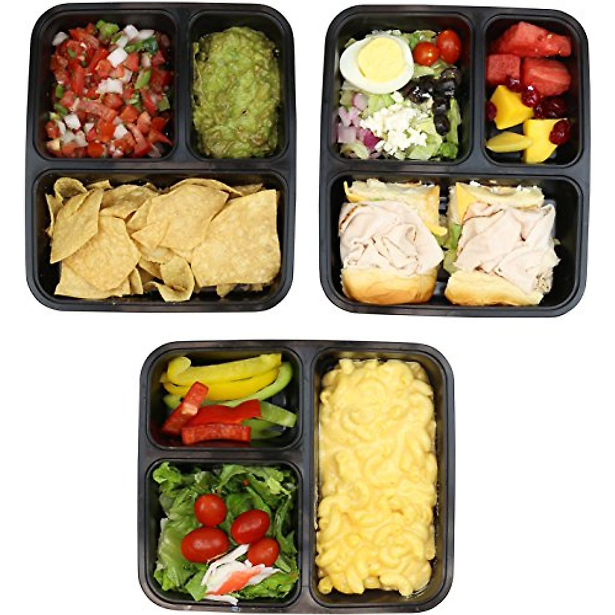 10 Pack - SimpleHouseware 3 Compartment Food Grade Meal Prep Storage Container Boxes (36 ounces)